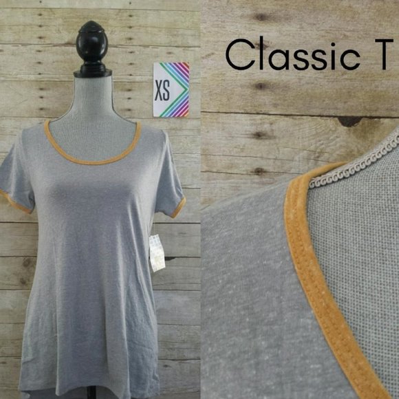 LuLaRoe | Tops | Lularoe Classic T Xs Light Heathered Gray With Mustard ...